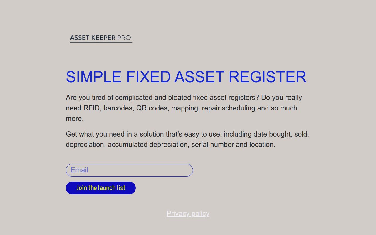 Fixed asset register